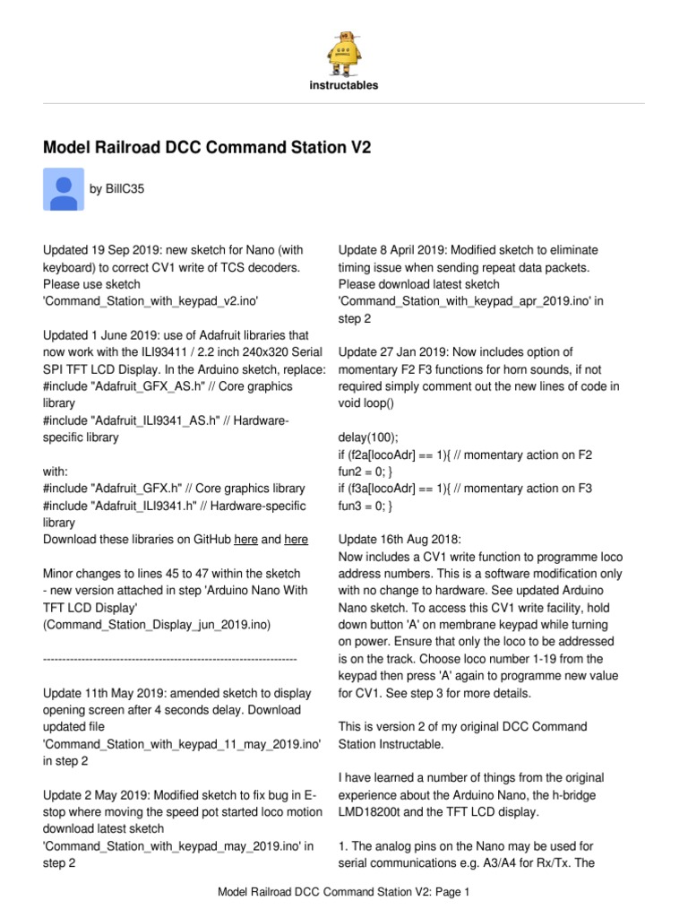 Model Railroad DCC Command Station | PDF | Arduino | Resistor