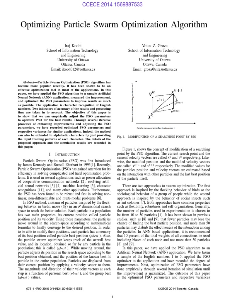 PSO Paper PDF | PDF | Mathematical Optimization | Artificial Neural Network