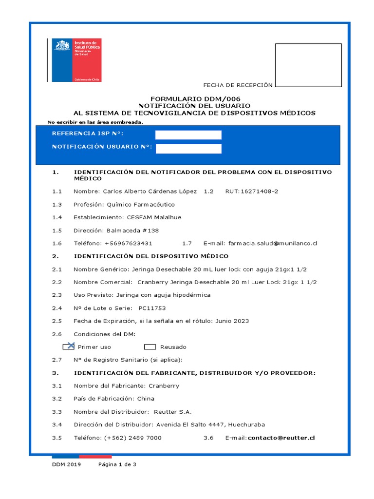 Formulario DDM-006 | PDF | Cuidado de la salud | Medicina