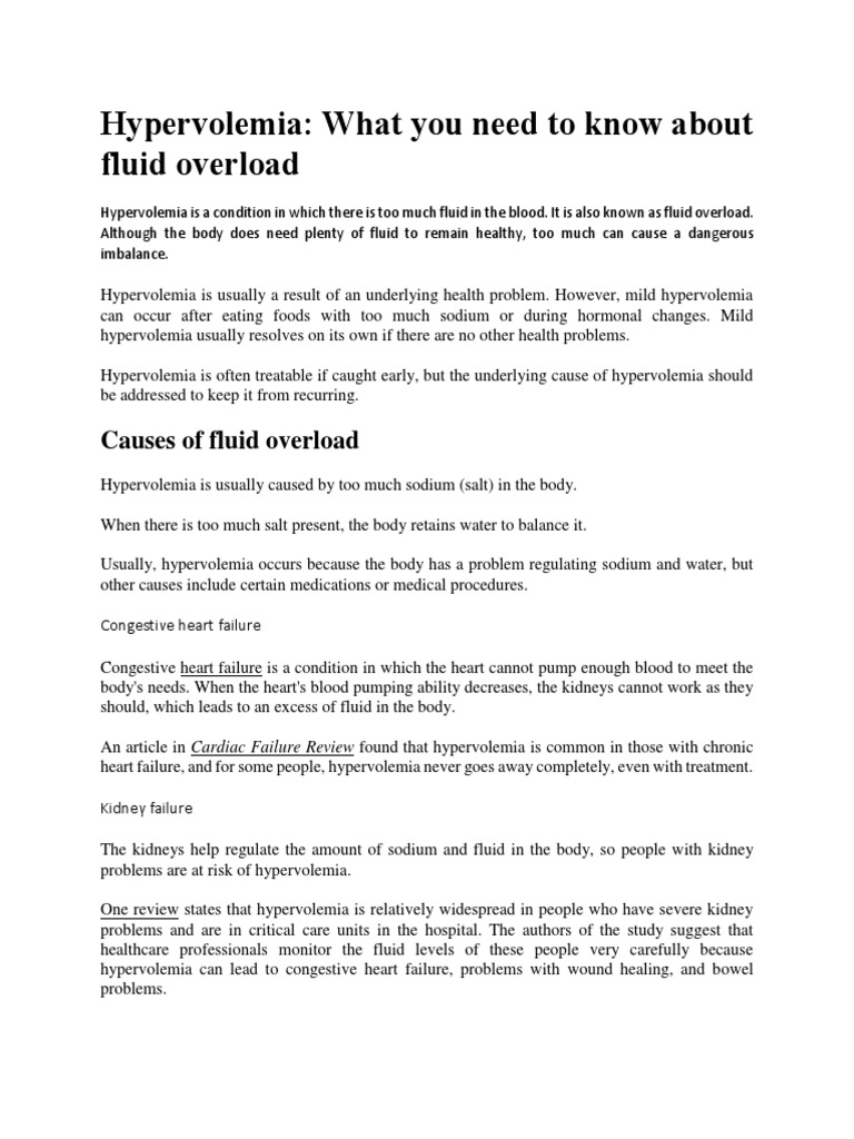 Hypervolemia What You Need To Know About Fluid Overload | Download Free ...