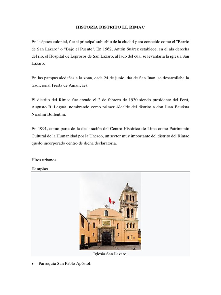 Historia de Rimac | PDF