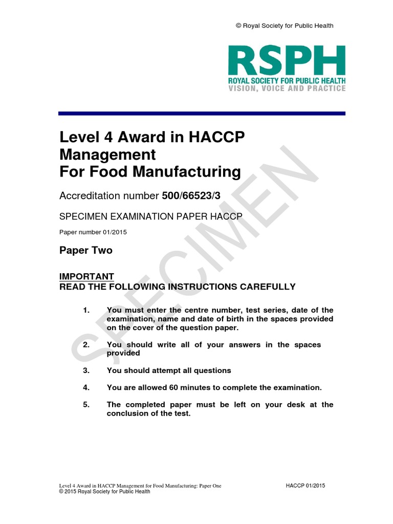 Haccp Level 4 | PDF | Hazard Analysis And Critical Control Points | Foods