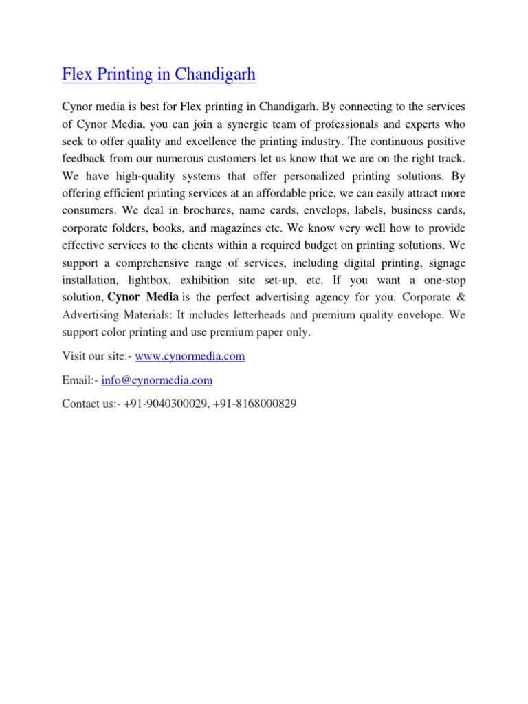 Flex Printing in Chandigarh | PDF