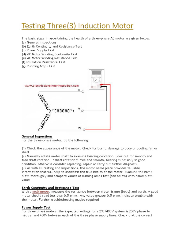Testing Three Phase Motor | PDF | Electric Motor | Alternating Current