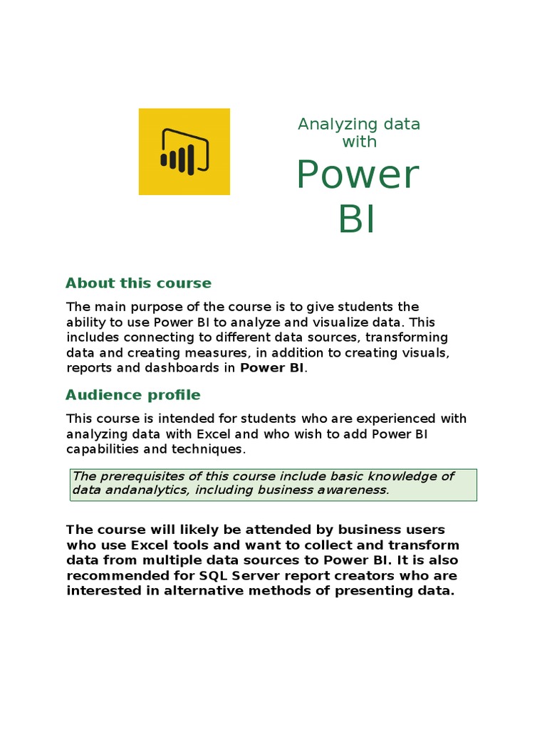 Analyzing Data With Power BI-1 | PDF | Microsoft Excel | Data