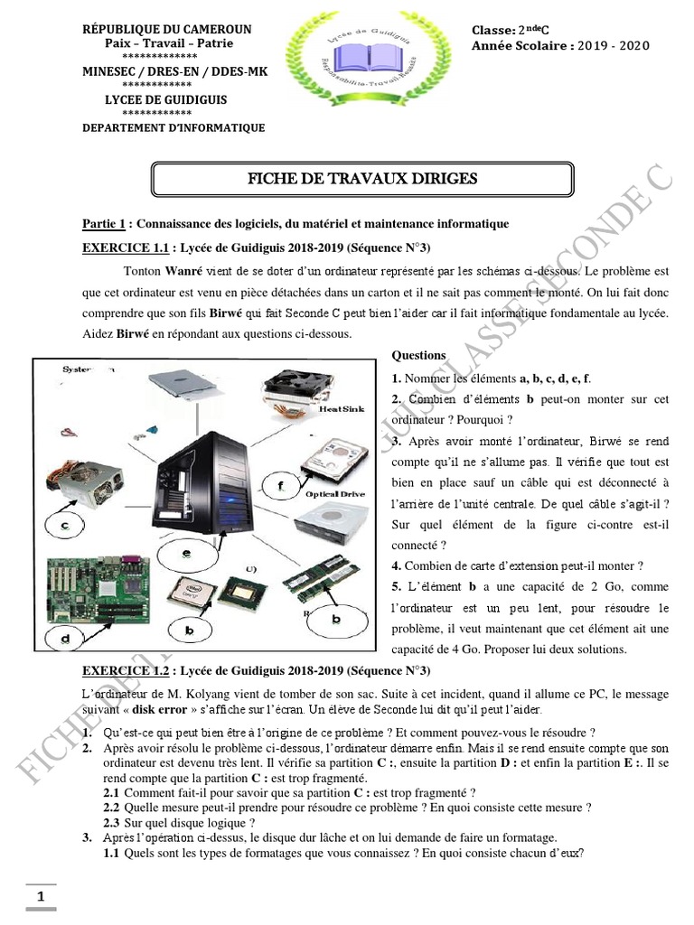 FICHE DE TD TRIM2 (2nde C) | PDF | Fichier informatique | Programmation informatique