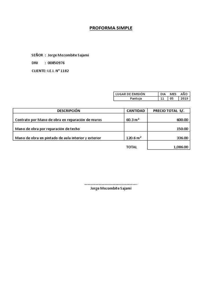 Proforma Simple | PDF