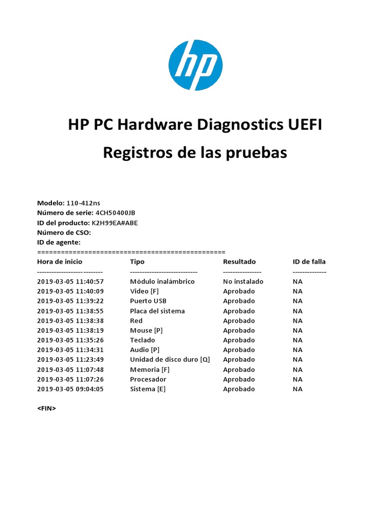 HP PC Hardware Diagnostics UEFI | PDF