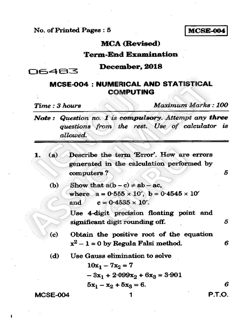 283 - MCSE-004 D18 - Compressed PDF | PDF | Probability Distribution | Variance