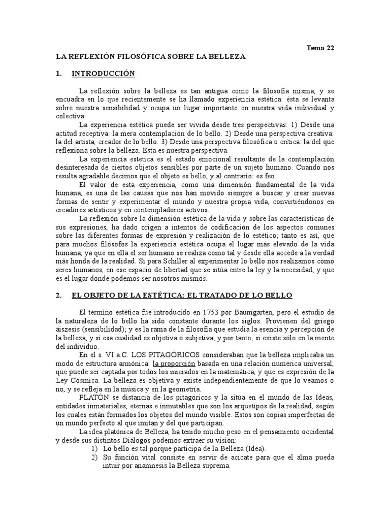 Reflexión filosófica sobre la belleza | PDF | Estética | Aristóteles