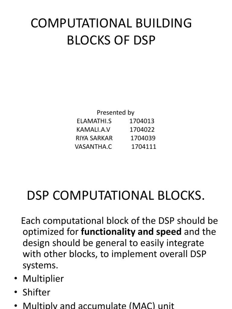 Computational Building Blocks Of Dsp Pdf Digital Signal Processor Areas Of Computer Science