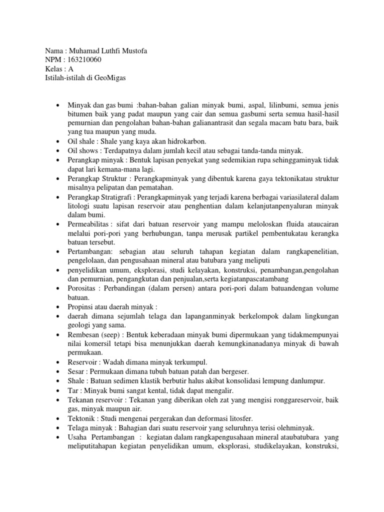 Istilah Dalam GEOMIGAS | PDF