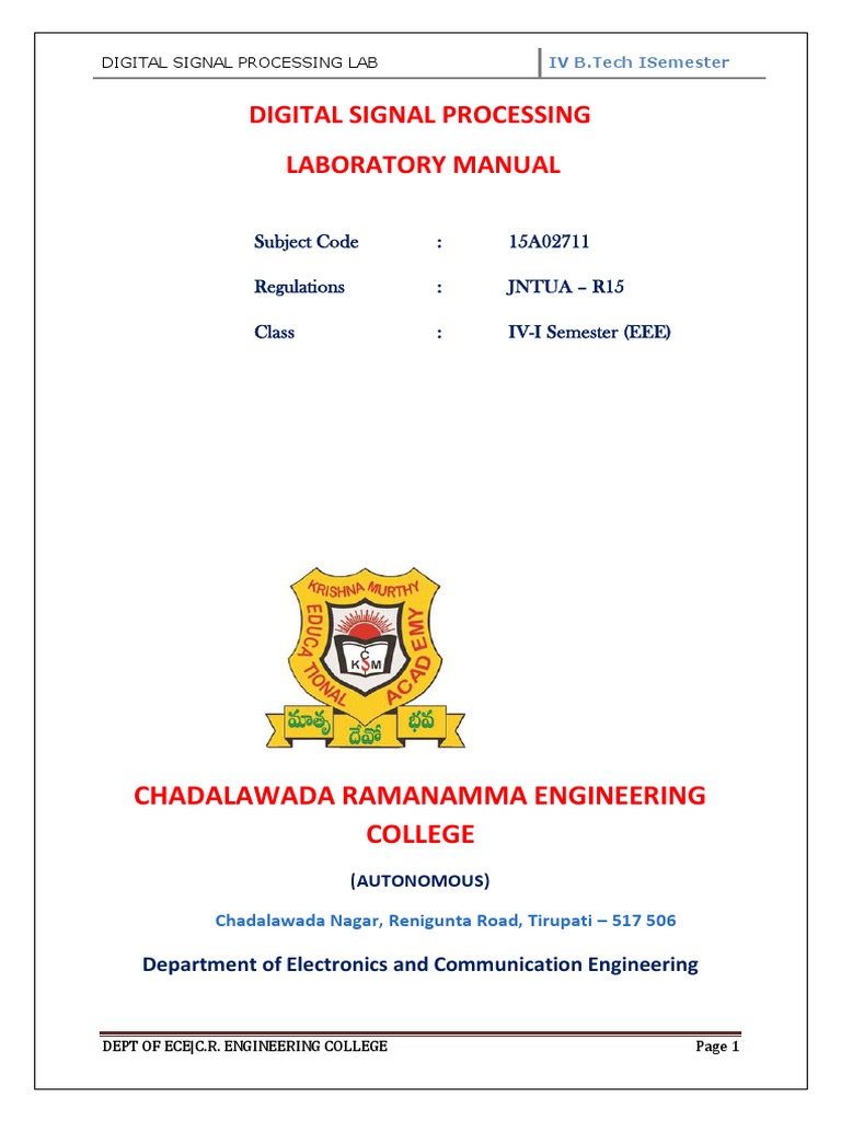 DSP LAB Manual | PDF | Digital Signal Processor | Central Processing Unit