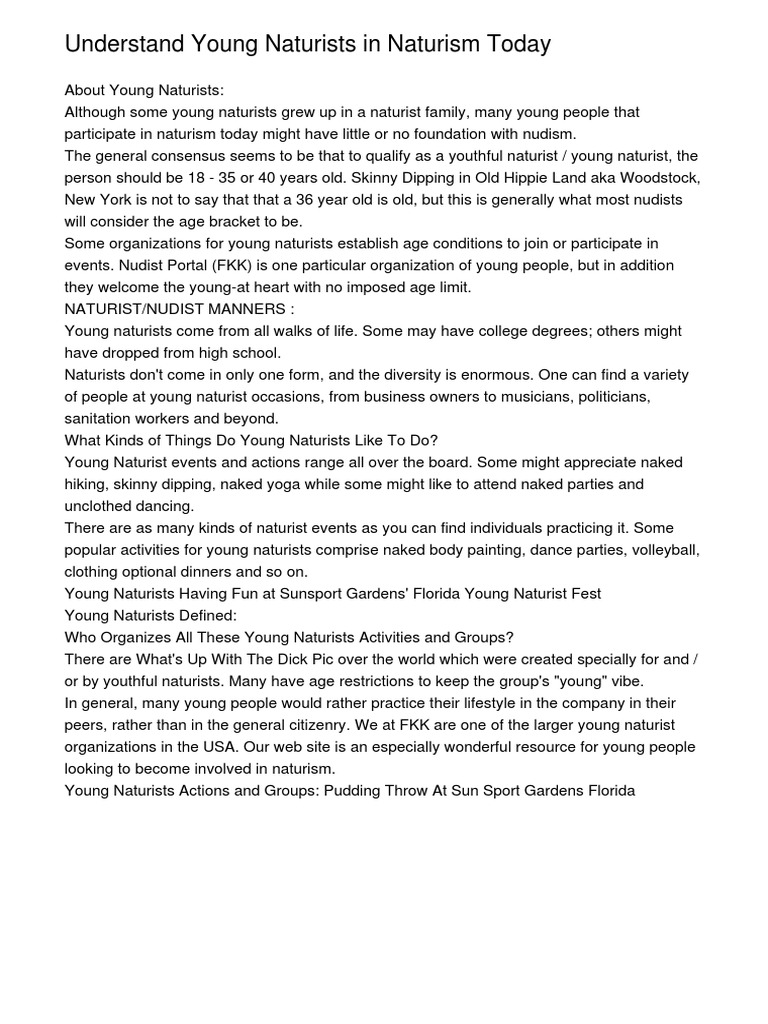 Understanding Young Naturists Today | PDF | Naturism | Nudity
