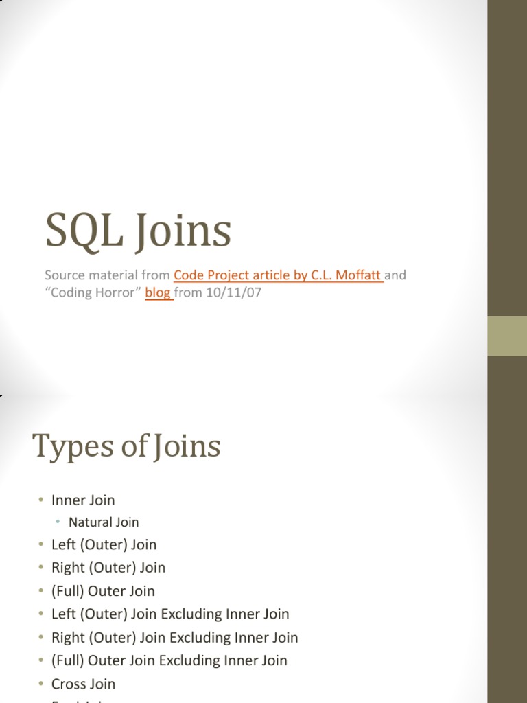 SQL Joins Explained: Types, Samples & MySQL | PDF | Sql | Databases
