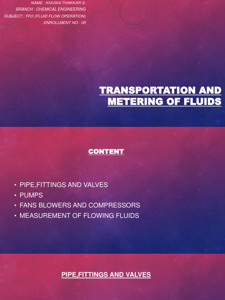 Transportation and Metering of Fluids | PDF | Flow Measurement | Pump