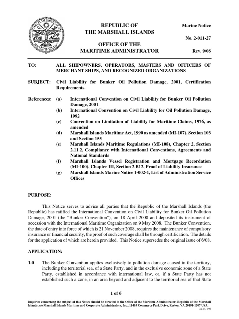 MN-2-011-27 Bunker Pollution Convention PDF | PDF | Territorial Waters ...