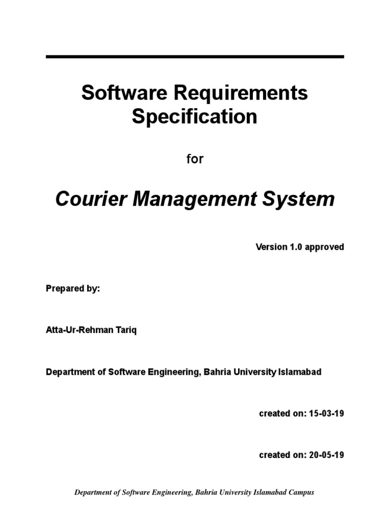 Courier Management System SRS 2.0 | PDF | User (Computing) | Databases