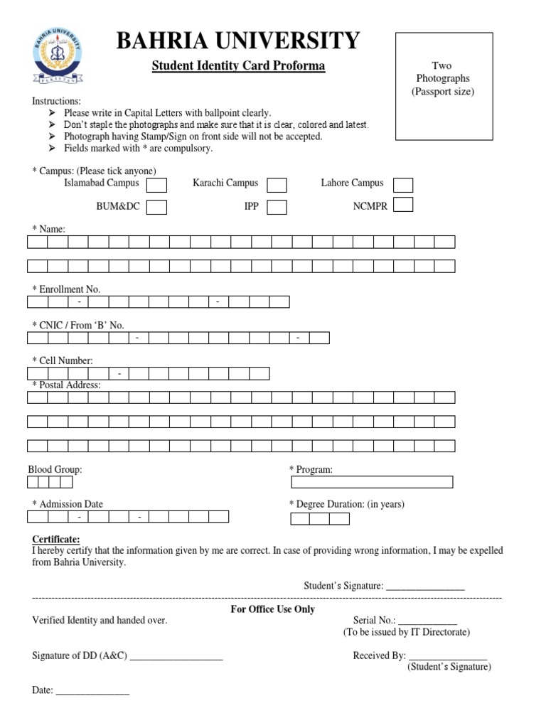 Student Id Card Proforma | PDF
