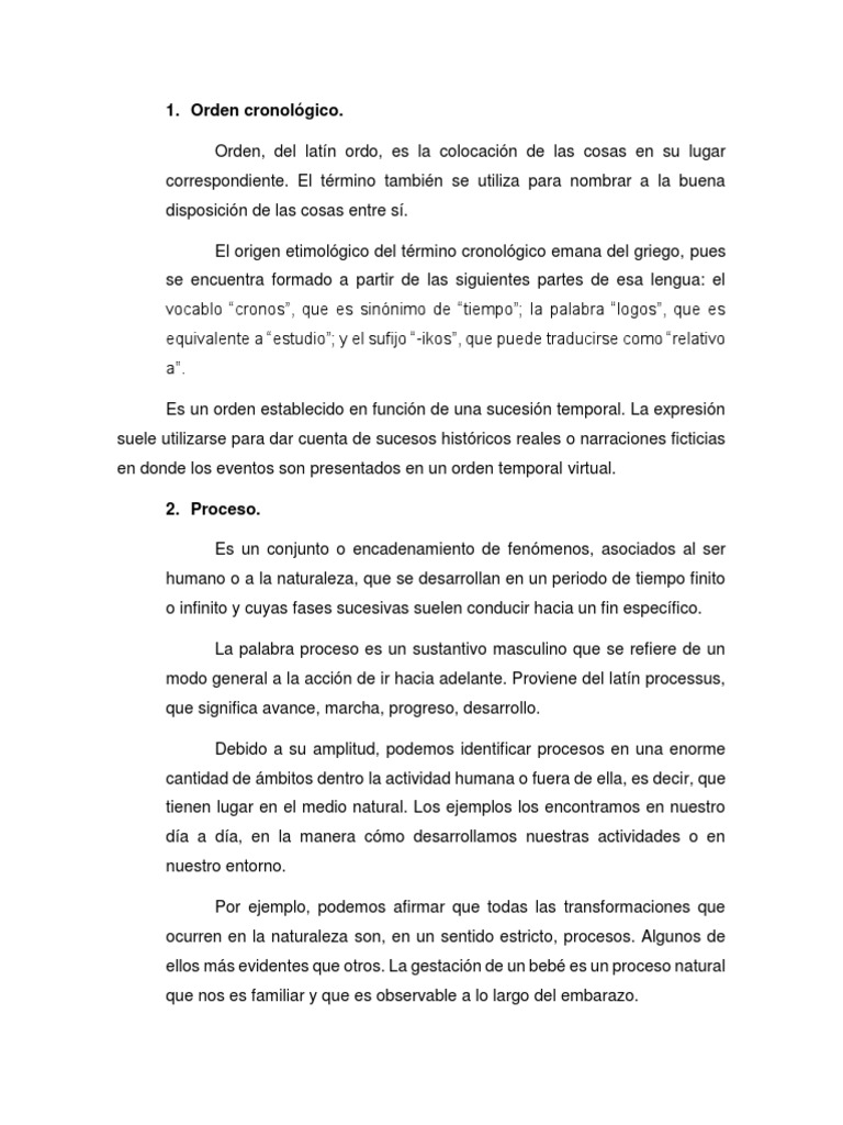 Textos Descriptivos de Proceso y Orden Cronológico | PDF