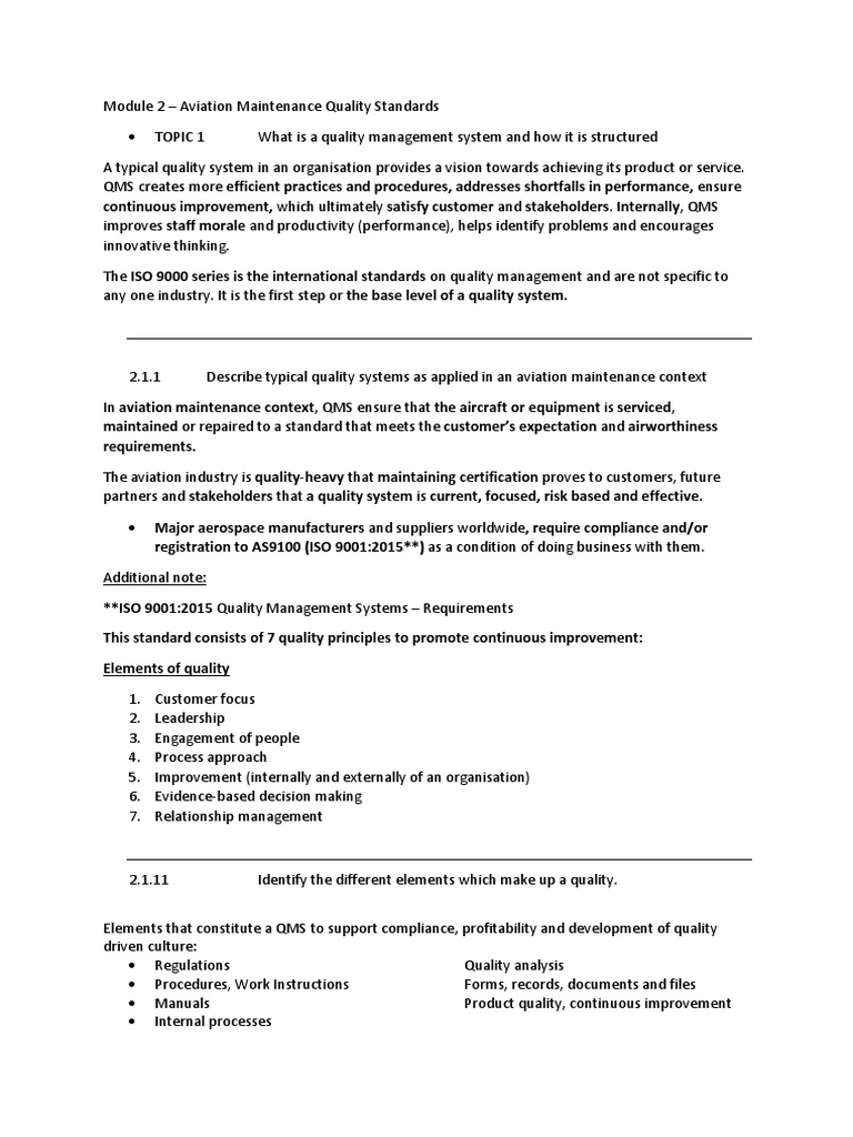 Module 2 AMQS | PDF | Quality Management System | Iso 9000