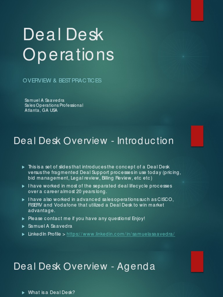 Deal Desk Operations v2 - Dec262019 | PDF | Pricing | Sales