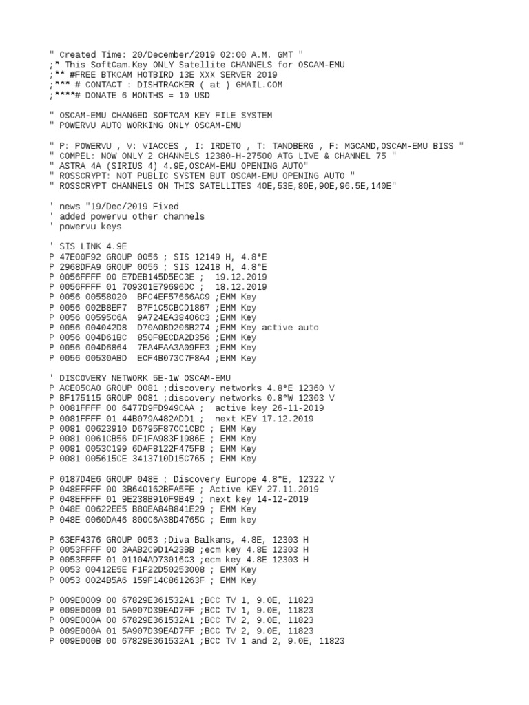 OSCAM-EMU PowerVu and Viaccess Satellite Softcam Keys for Various ...