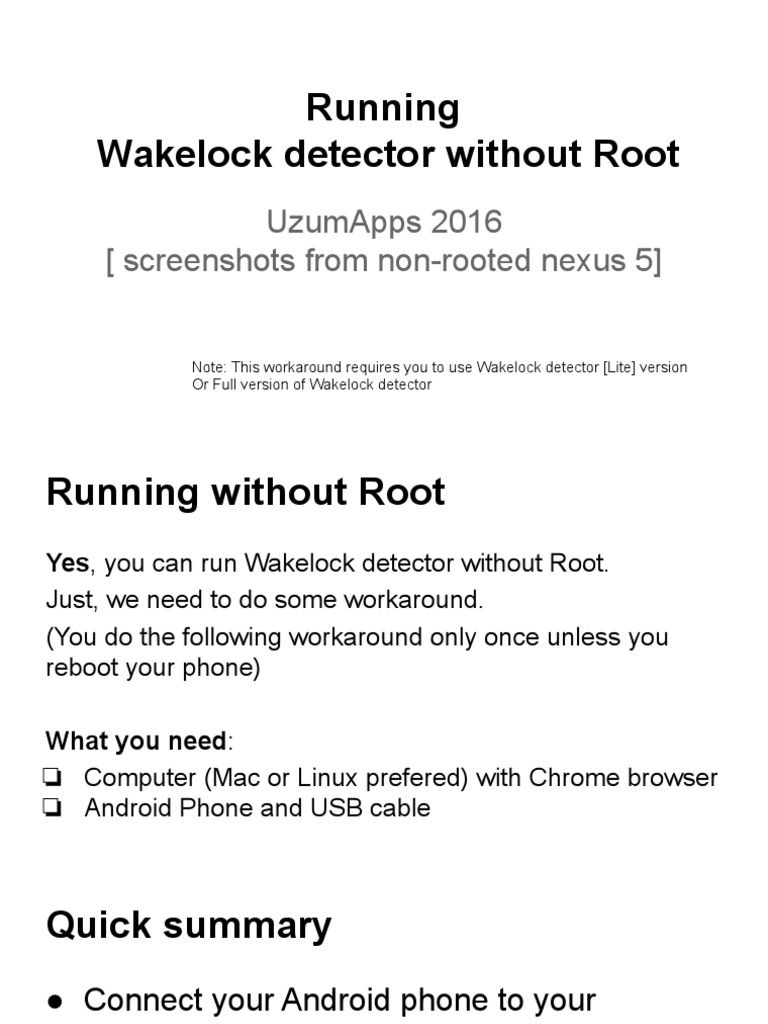 Wakelock Detector Lite PDF | PDF | Usb | Android (Operating System)