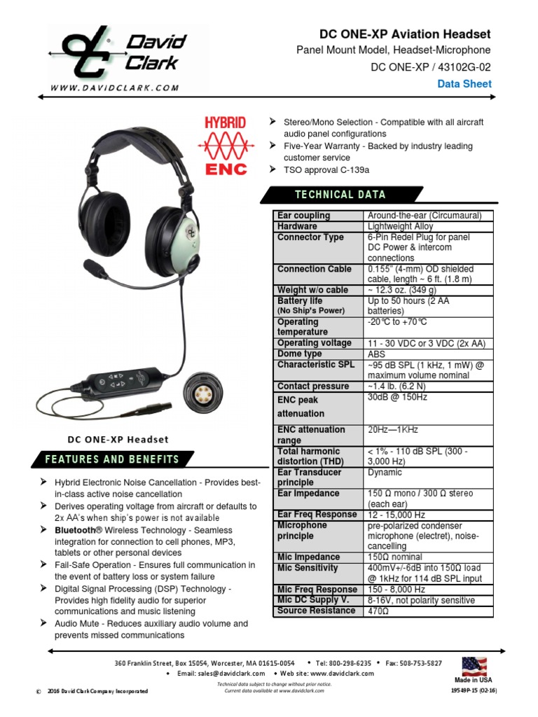 Technical DC ONE XP Data Sheet | PDF | Microphone | Headphones