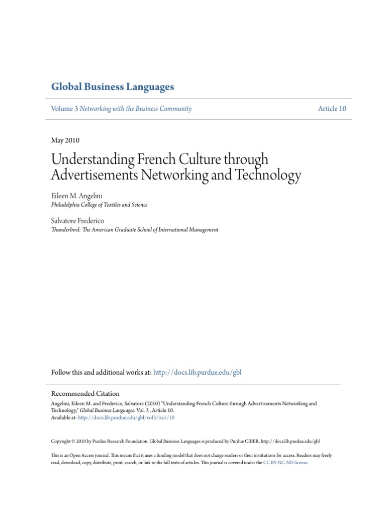 Understanding French Culture Through Advertisements Networking An | PDF ...