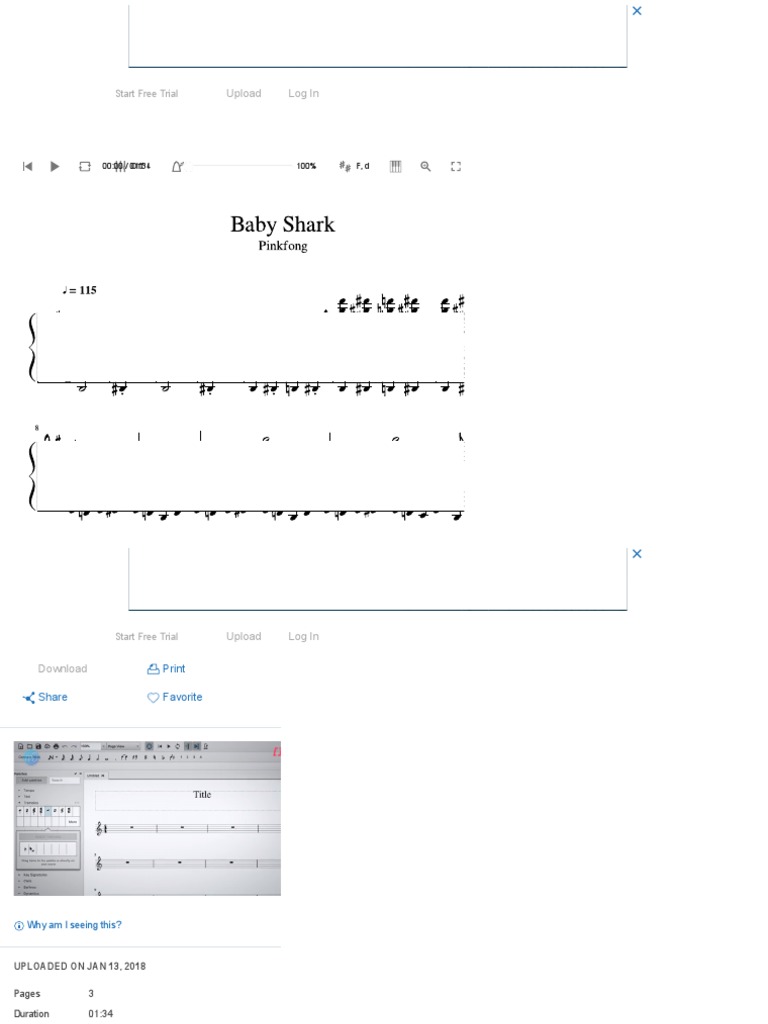 Baby Shark Sheet Music For Piano Download Free in PDF or MIDI | PDF