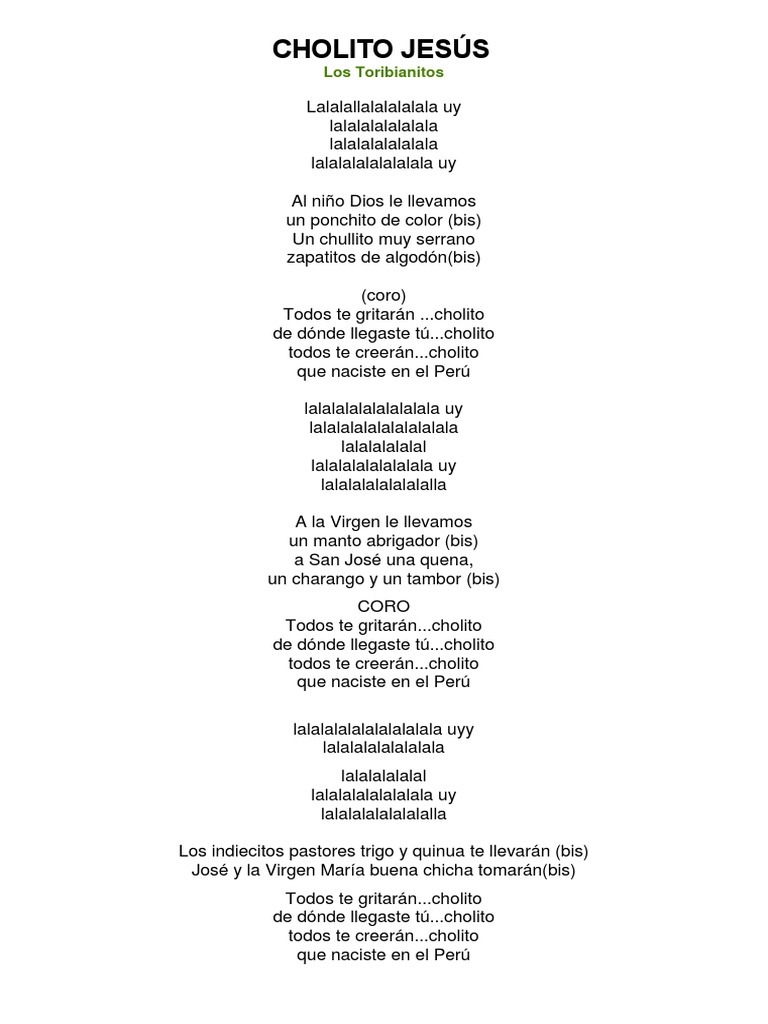 CHOLITO JESÚS Villancico | PDF
