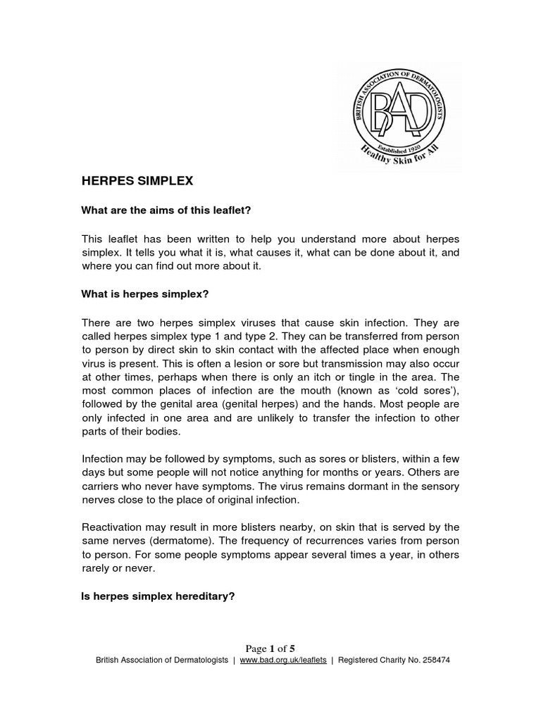 BAD Herpes Simplex Update November 2019 - Lay Reviewed November 2019 ...