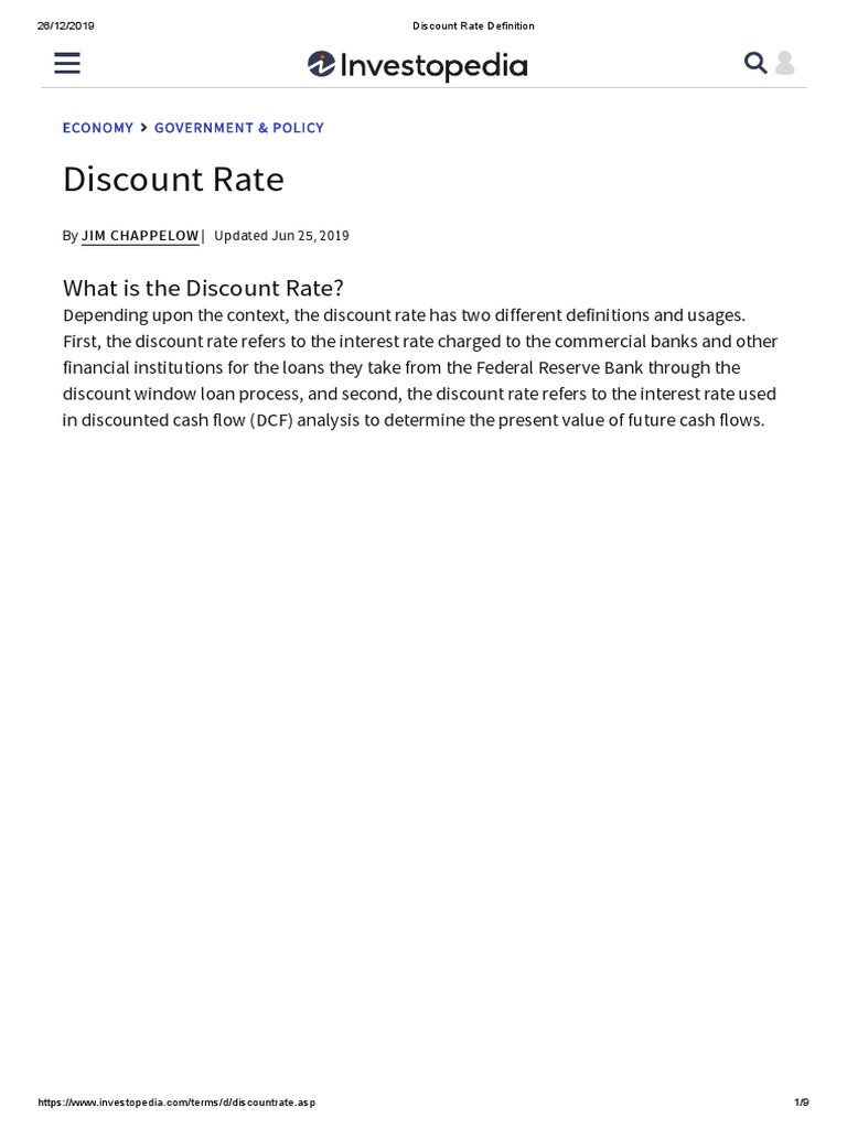 Discount Rate Definition | PDF | Federal Reserve | Discount Window