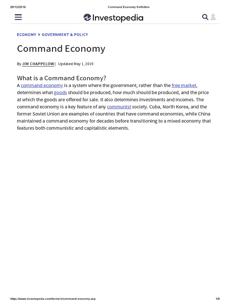 Command Economy Definition | PDF | Free Market | Market Economy