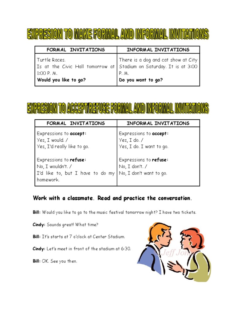 Expressions To Make Formal and Informal Invitations | PDF