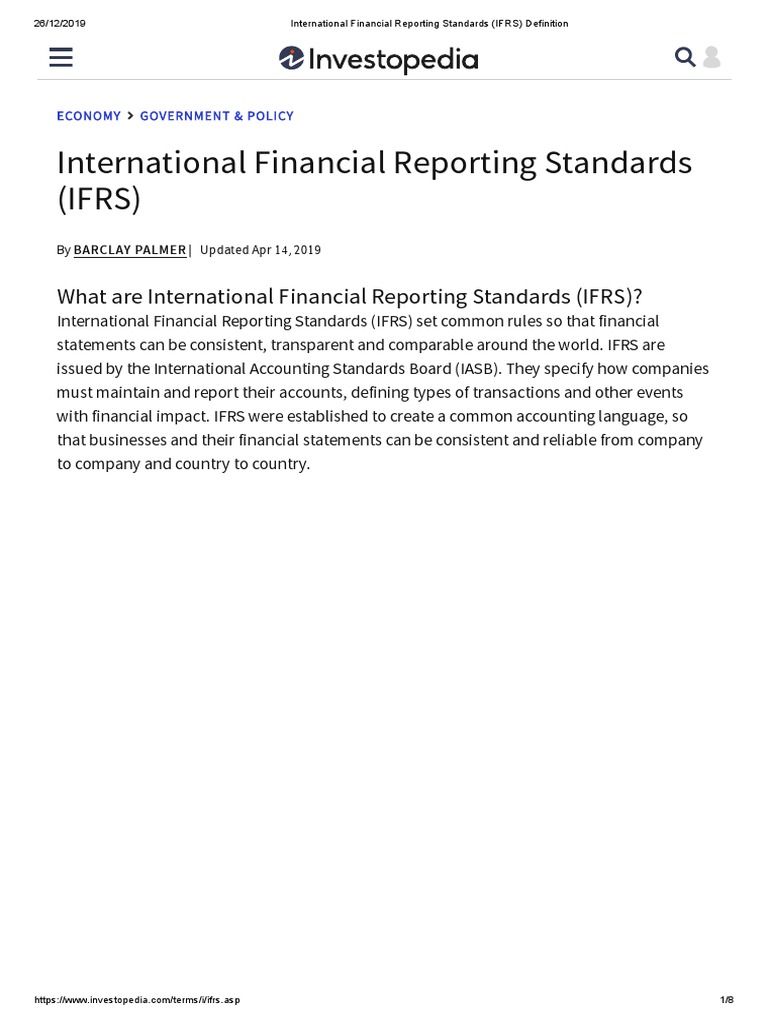 International Financial Reporting Standards (IFRS) Definition | PDF ...