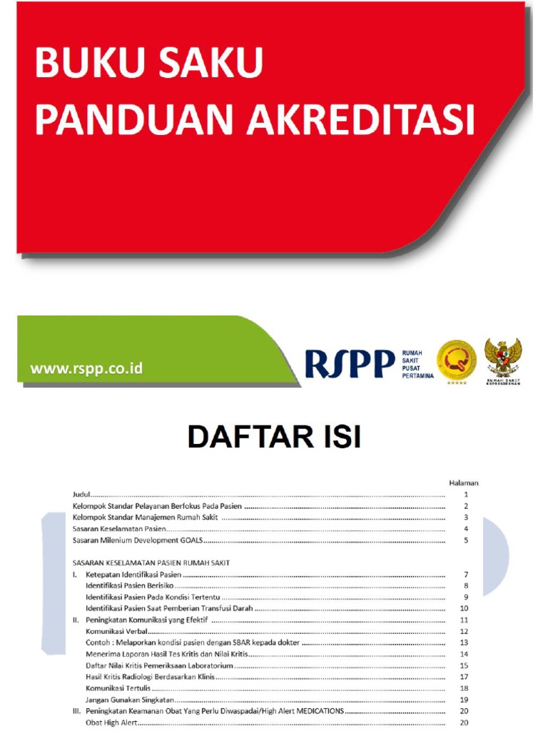 Buku Saku Akreditasi RSPP 1 | PDF