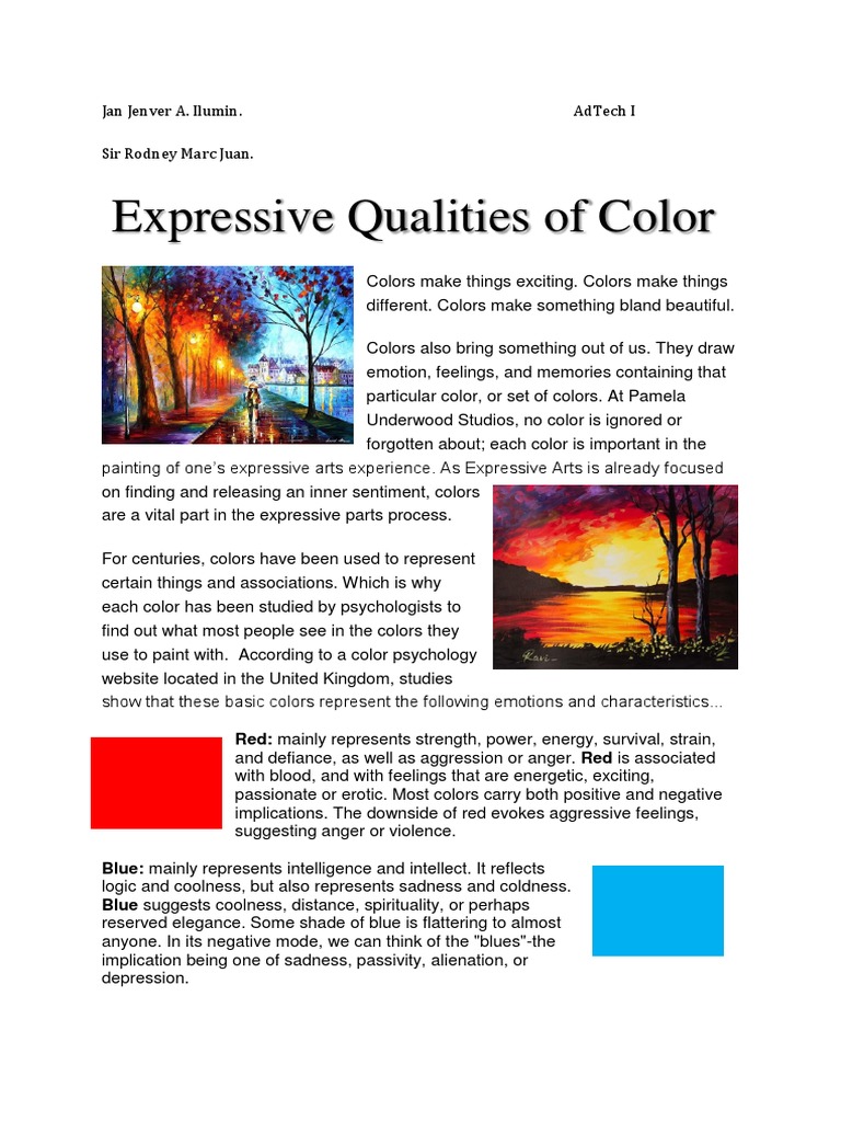Expressive Qualities of Color | PDF | Emotions | Color