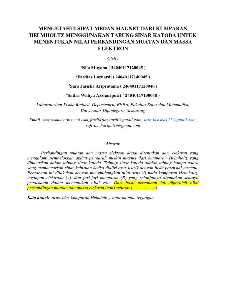 Mengetahui Sifat Medan Magnet Dari Kumparan Helmholtz Menggunakan ...