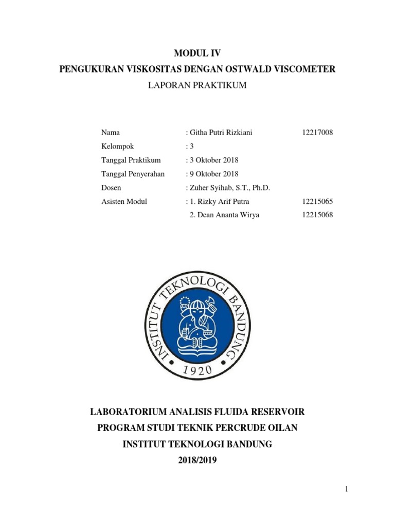 Modul 4 Pengukuran Viskositas Dengan Ostwald Viscometer | PDF | Teknologi & Rekayasa