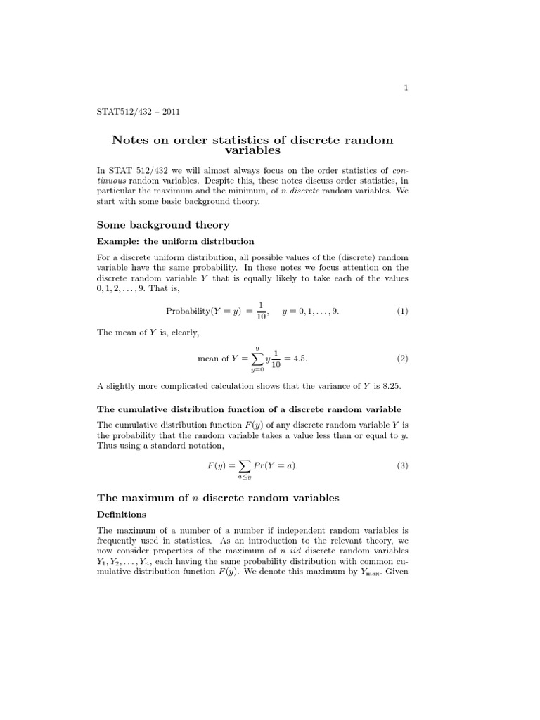 Order Statistics PDF | PDF | Probability Distribution | Random Variable