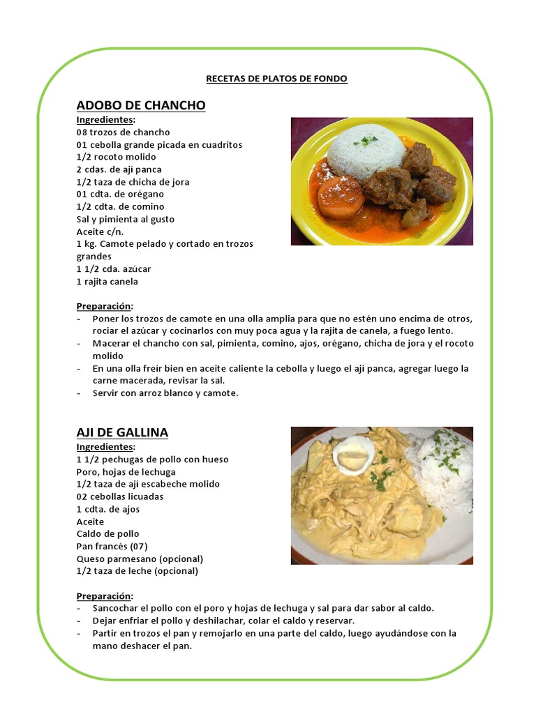 Recetario de platos típicos peruanos | PDF | Postres | Cilantro