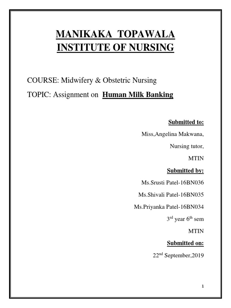 Midwifery Assignment on the Benefits of Human Milk Banking | PDF ...