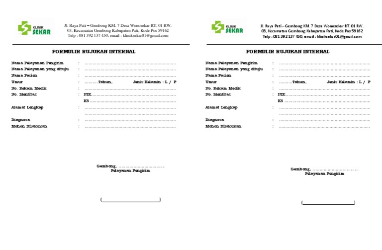 Form Rujukan Internal | PDF
