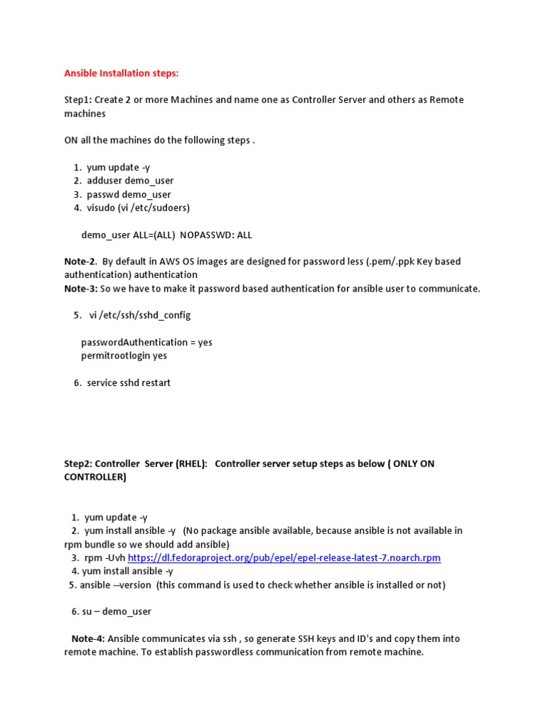 Ansible Installation Steps | PDF | Sudo | Secure Shell