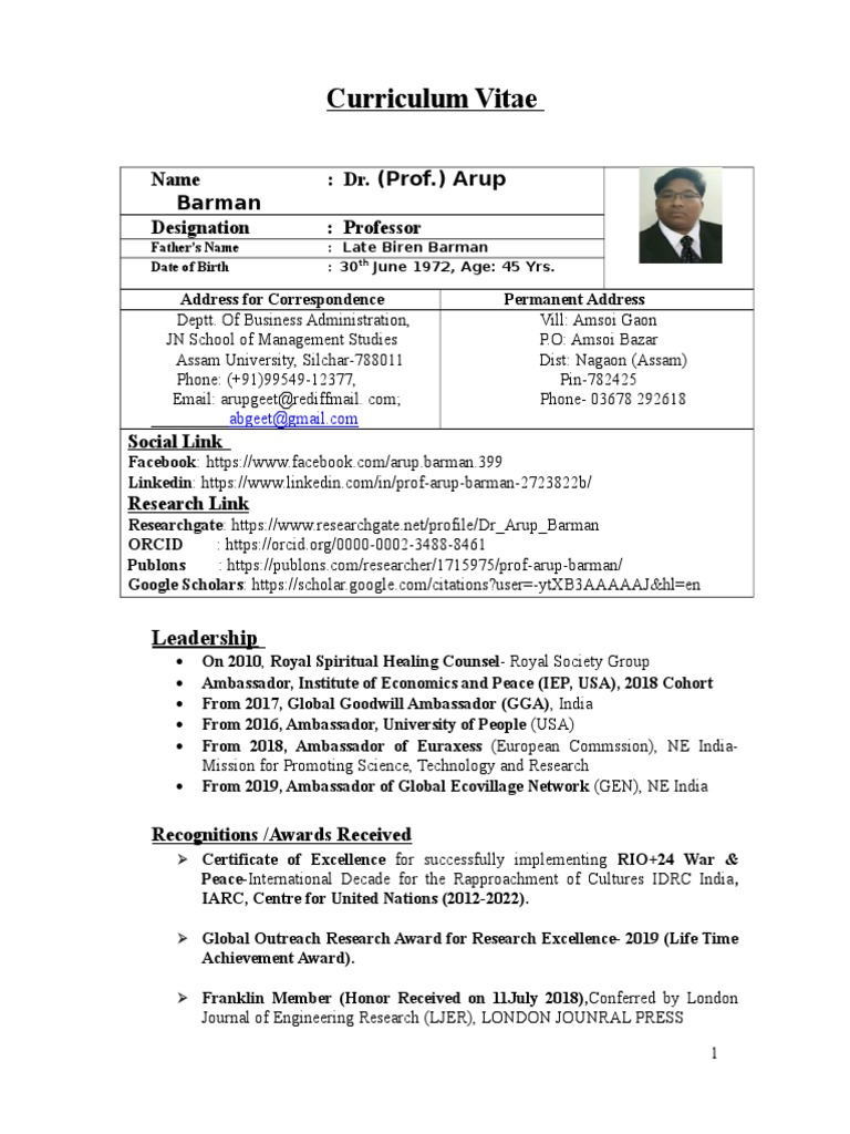 CV - Arup Barman | PDF | Human Resource Management | Academic Journal
