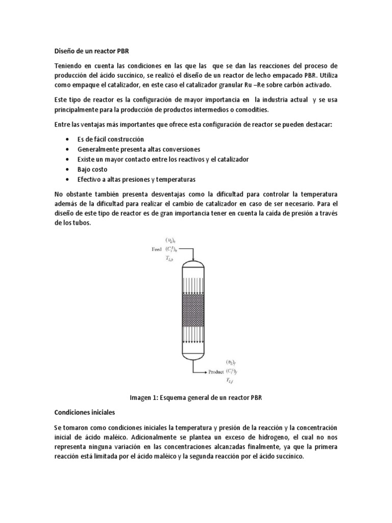 Diseño reactor PBR | PDF | Equipo químico | Reactor Quimico
