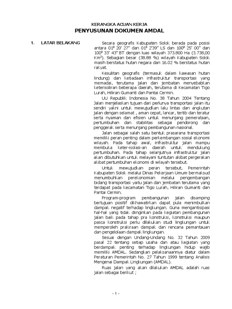 Kak Amdal 2013 | PDF | Bisnis | Sains & Matematika