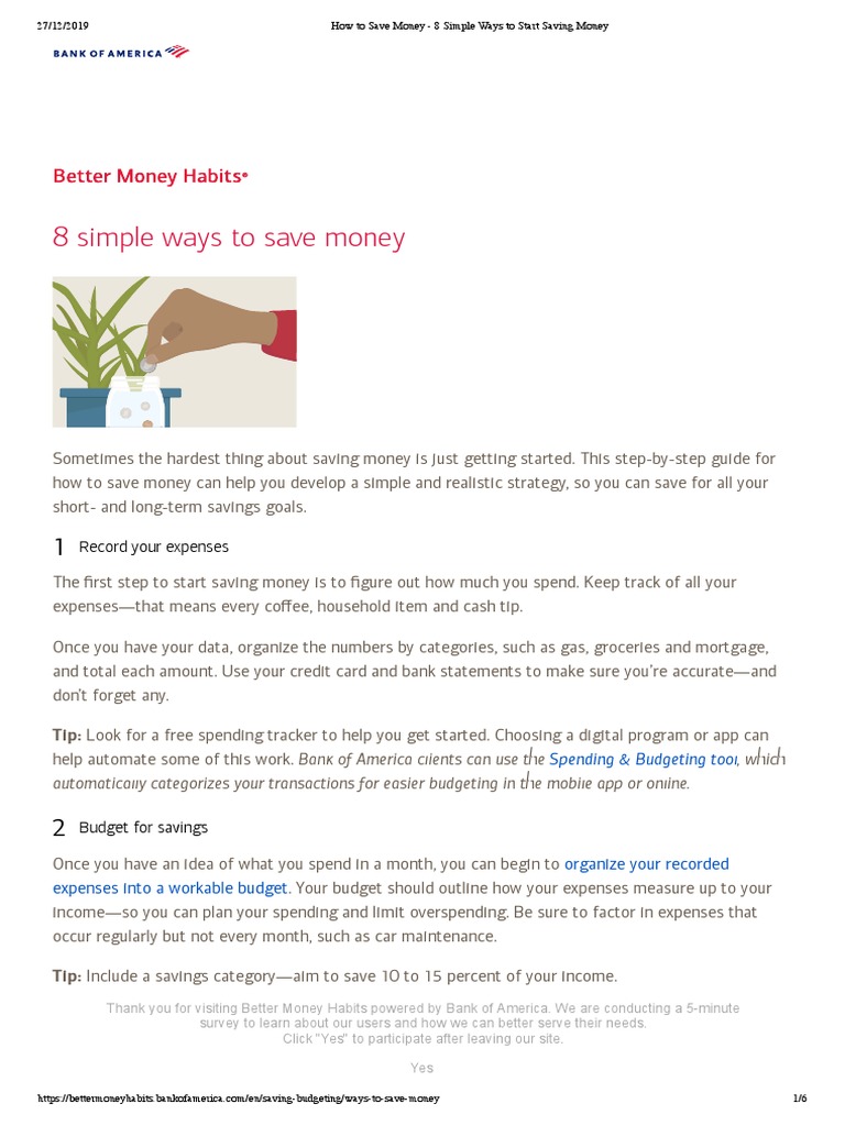 How To Save Money - 8 Simple Ways To Start Saving Money PDF | PDF ...